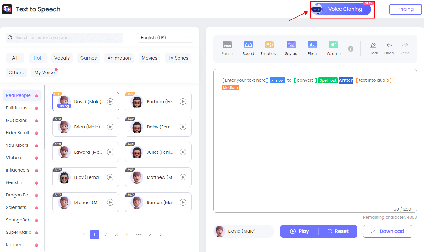 TopMediai Text to Speech-AI Voice Generator with Voice Cloning