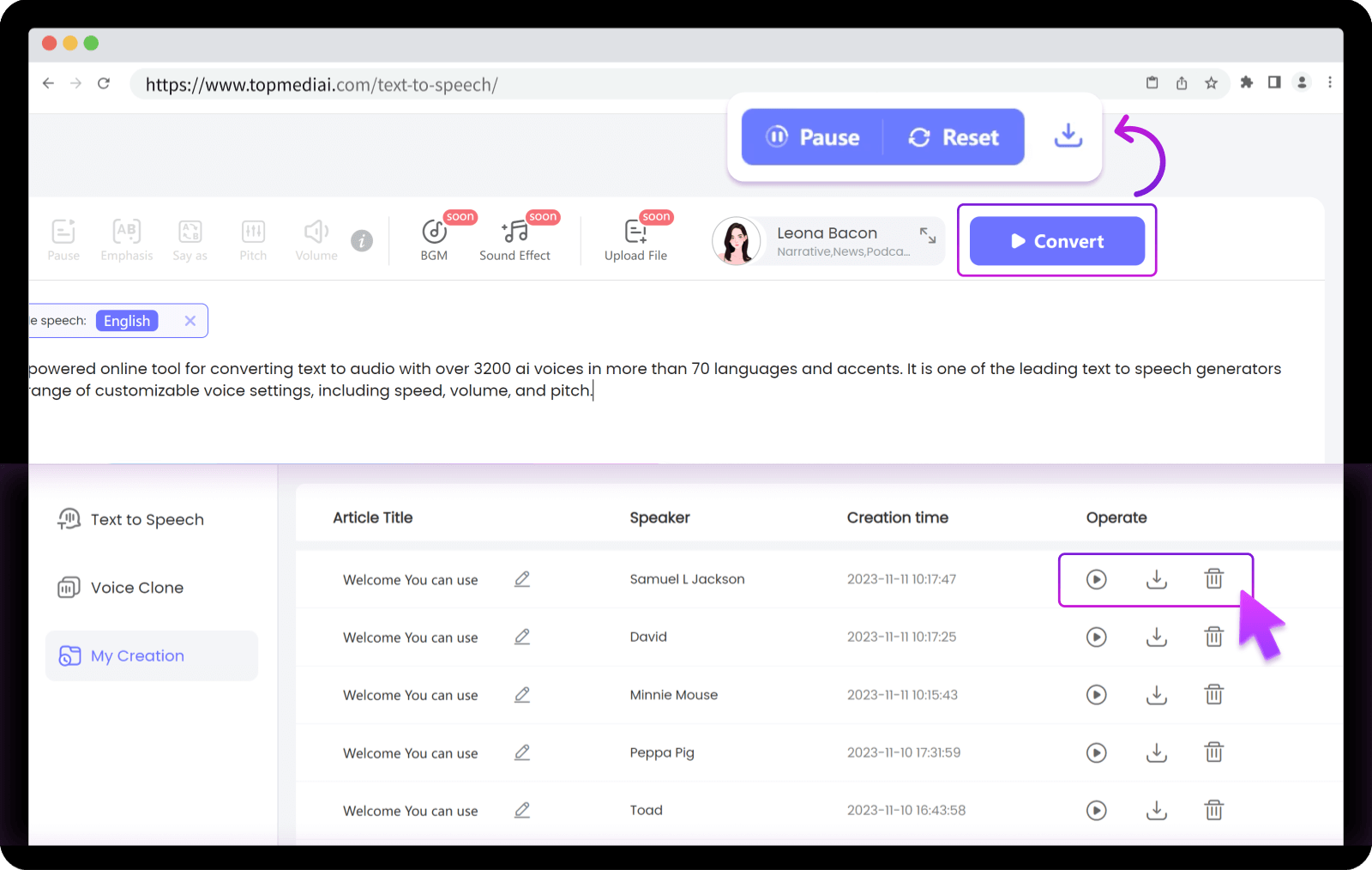 TopMediai Text to Speech-AI Voice Generator with Voice Cloning